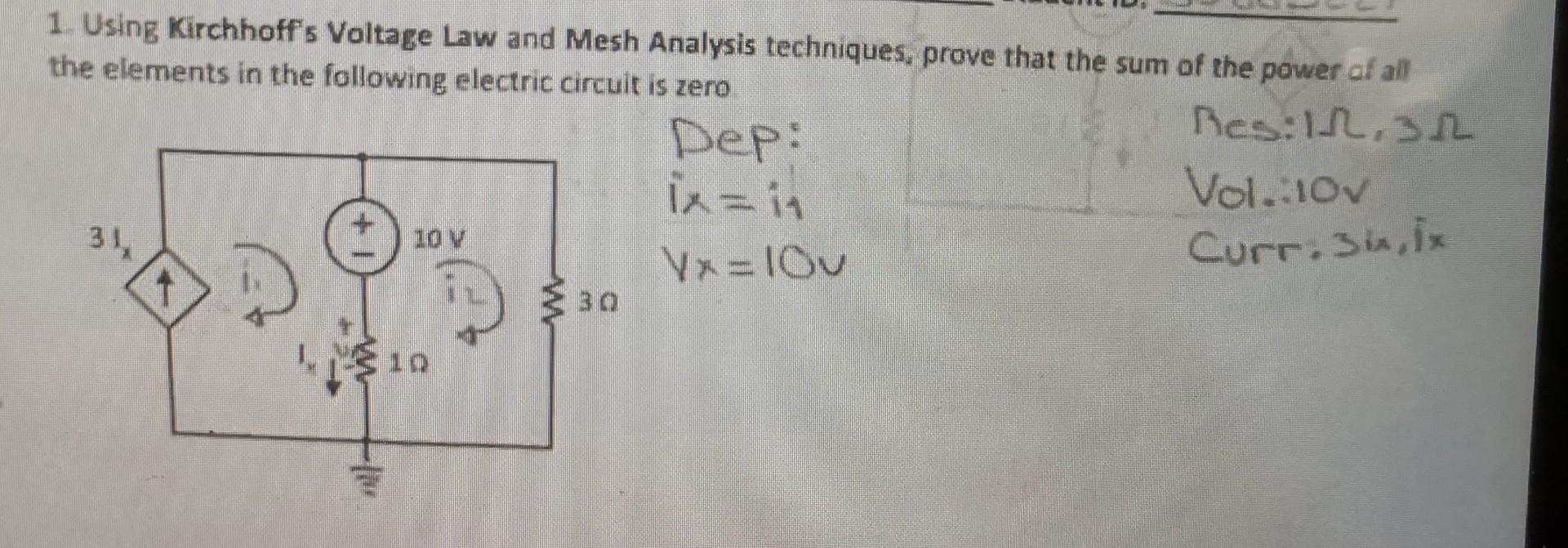 Solved Using Kirchhoff's voltage law and mesh analysis | Chegg.com