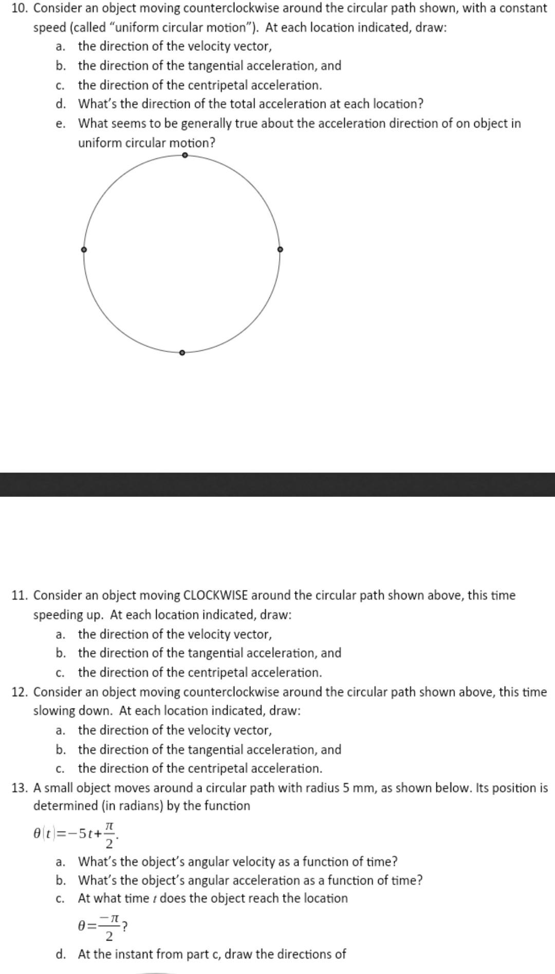 Solved 10. Consider an object moving counterclockwise around | Chegg.com