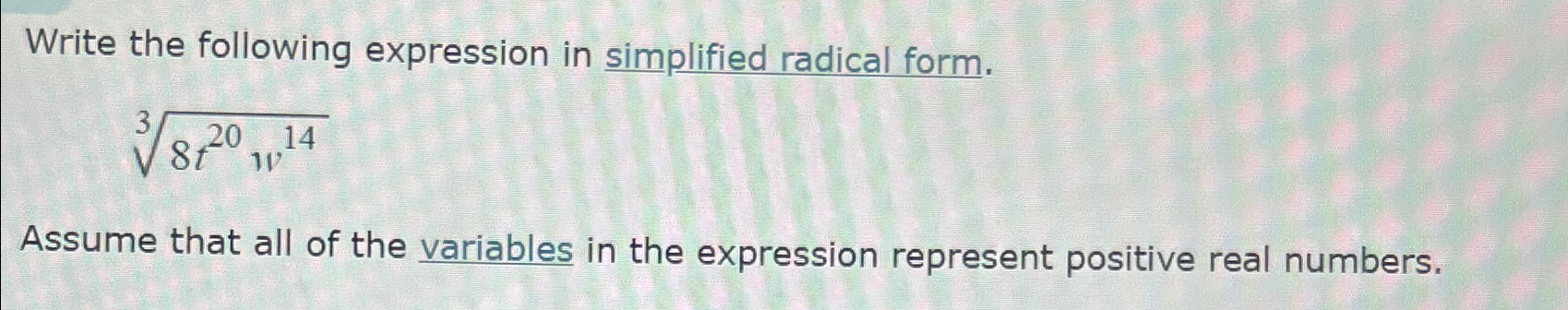 Solved Write the following expression in simplified radical | Chegg.com