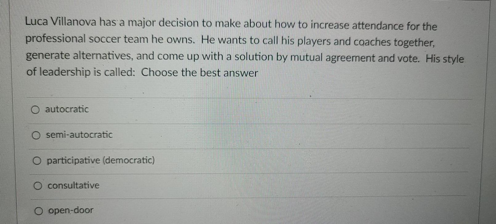 Solved Luca Villanova has a major decision to make about how | Chegg.com