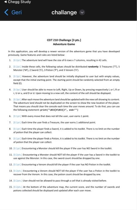 Solved Adventure Game In this application, you will develop | Chegg.com