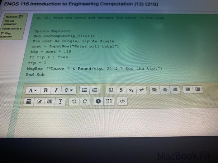 Solved ENGS 116 Introduction to Engineering Computation (12) | Chegg.com