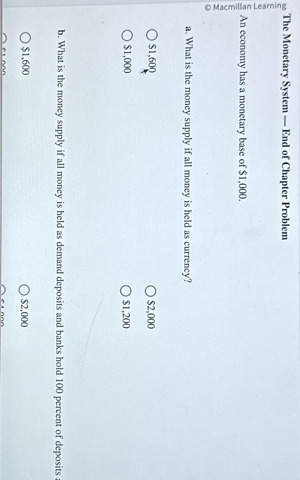 Solved The Monetary System - ﻿End of Chapter ProblemAn | Chegg.com