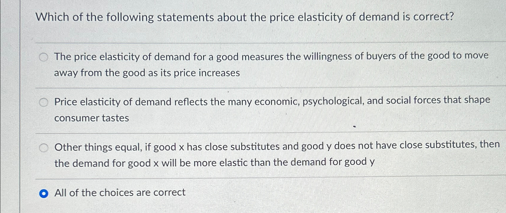 Solved Which of the following statements about the price | Chegg.com