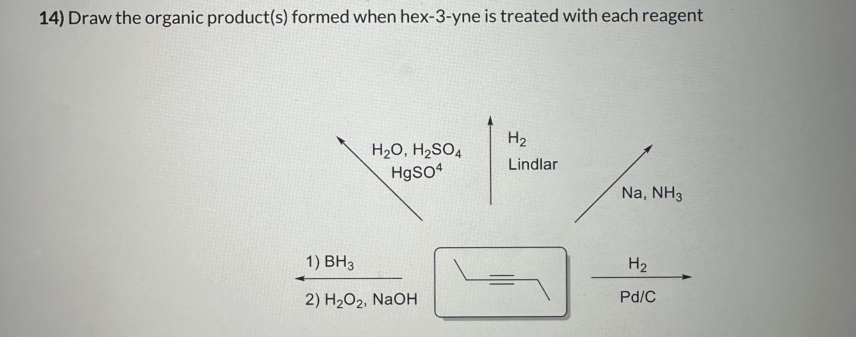 Solved Draw the organic product(s) ﻿formed when hex-3-yne is | Chegg.com