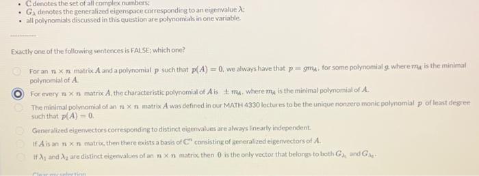 Solved - C denotes the set of all complex numbers; - GX | Chegg.com