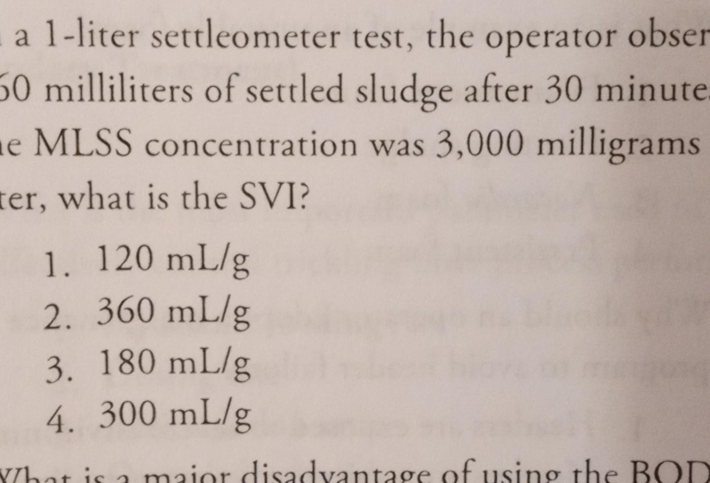Solved a 1-liter settleometer test, the operator obser 50 | Chegg.com