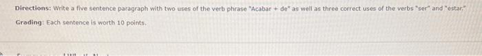 Form sentences with the acabar de + infinitive | Chegg.com