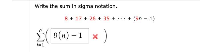 Solved Write the sum in sigma notation. | Chegg.com