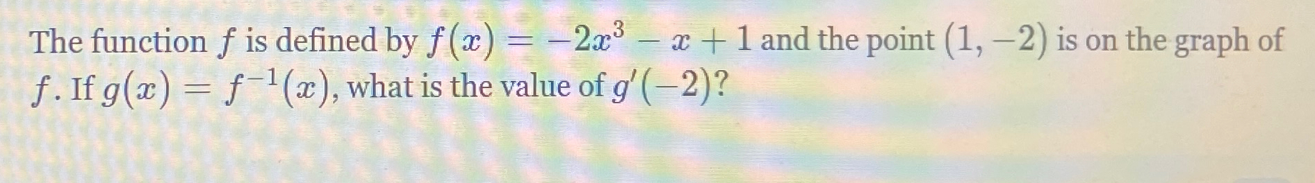 Solved The function f ﻿is defined by f(x)=-2x3-x+1 ﻿and the | Chegg.com
