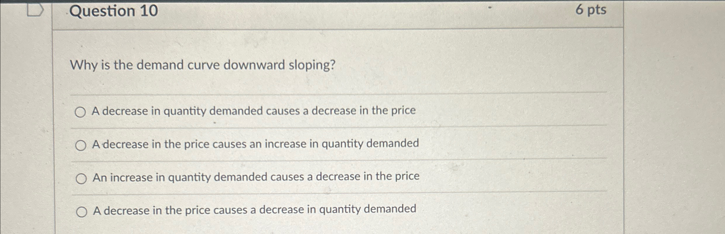 Solved Question 106ptsWhy is the demand curve downward | Chegg.com