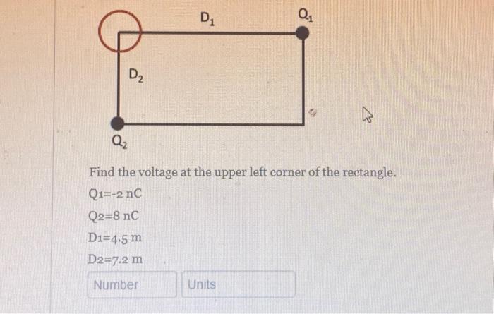 Solved D₂ D₁ Q₁ Units 4 Q₂ Find the voltage at the upper | Chegg.com