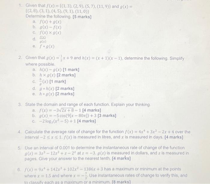 Solved 1. Given that f(x)={(1,3),(2,9),(5,7),(11,9)} and | Chegg.com