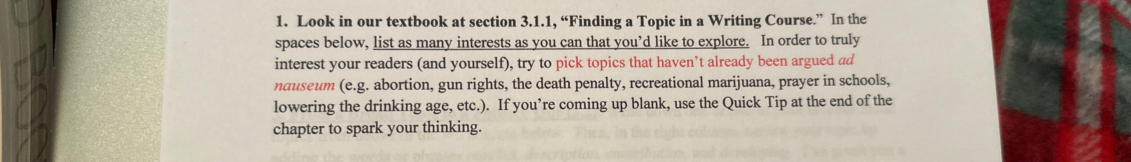 Solved Look in our textbook at section 3.1.1, ﻿"Finding a | Chegg.com