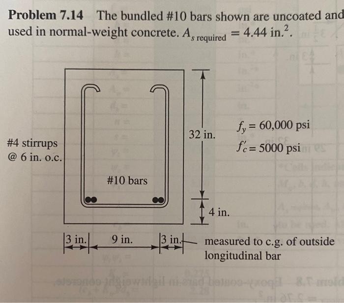 Problem 7.14 The bundled #10 bars shown are uncoated | Chegg.com