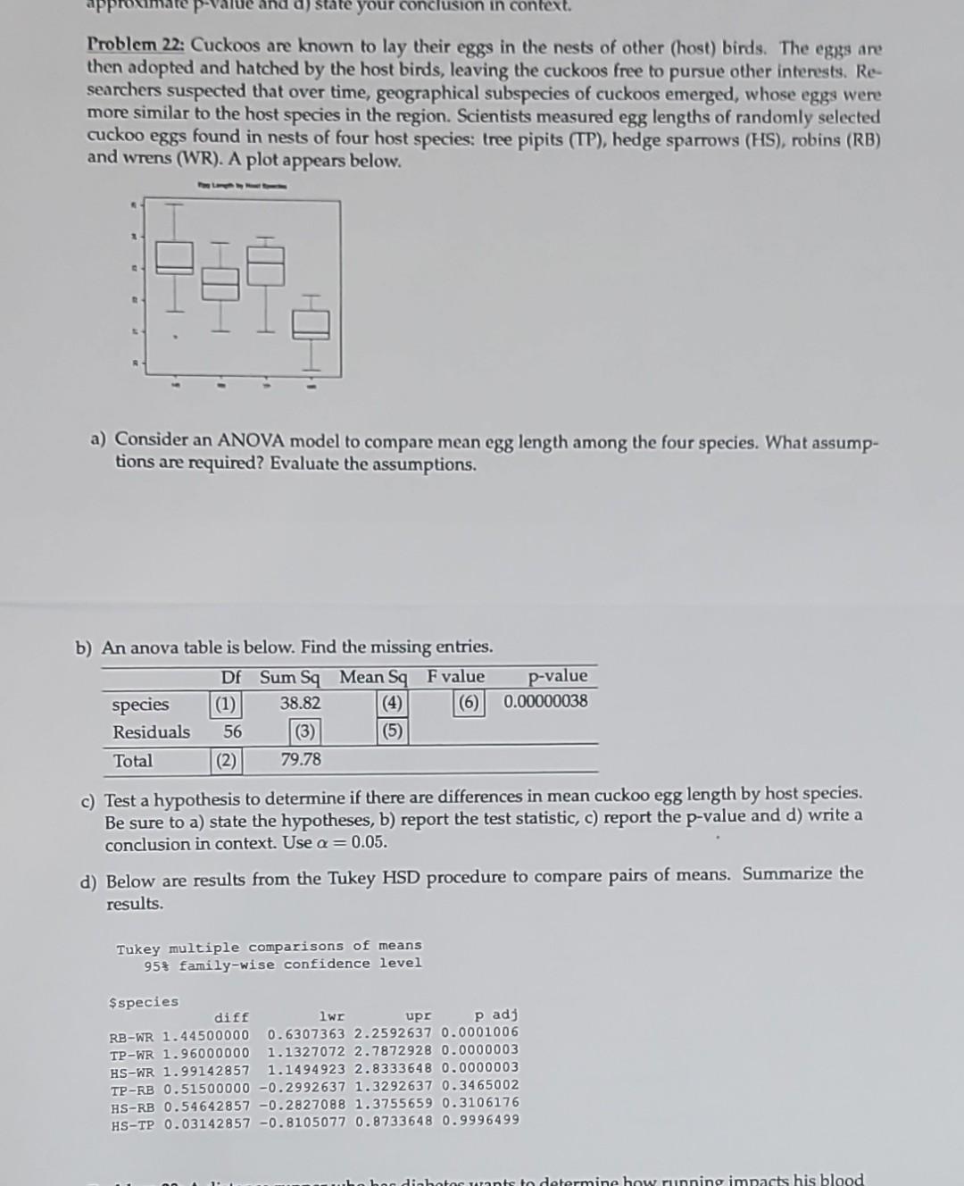 Solved Problem 22: Cuckoos are known to lay their eggs in | Chegg.com