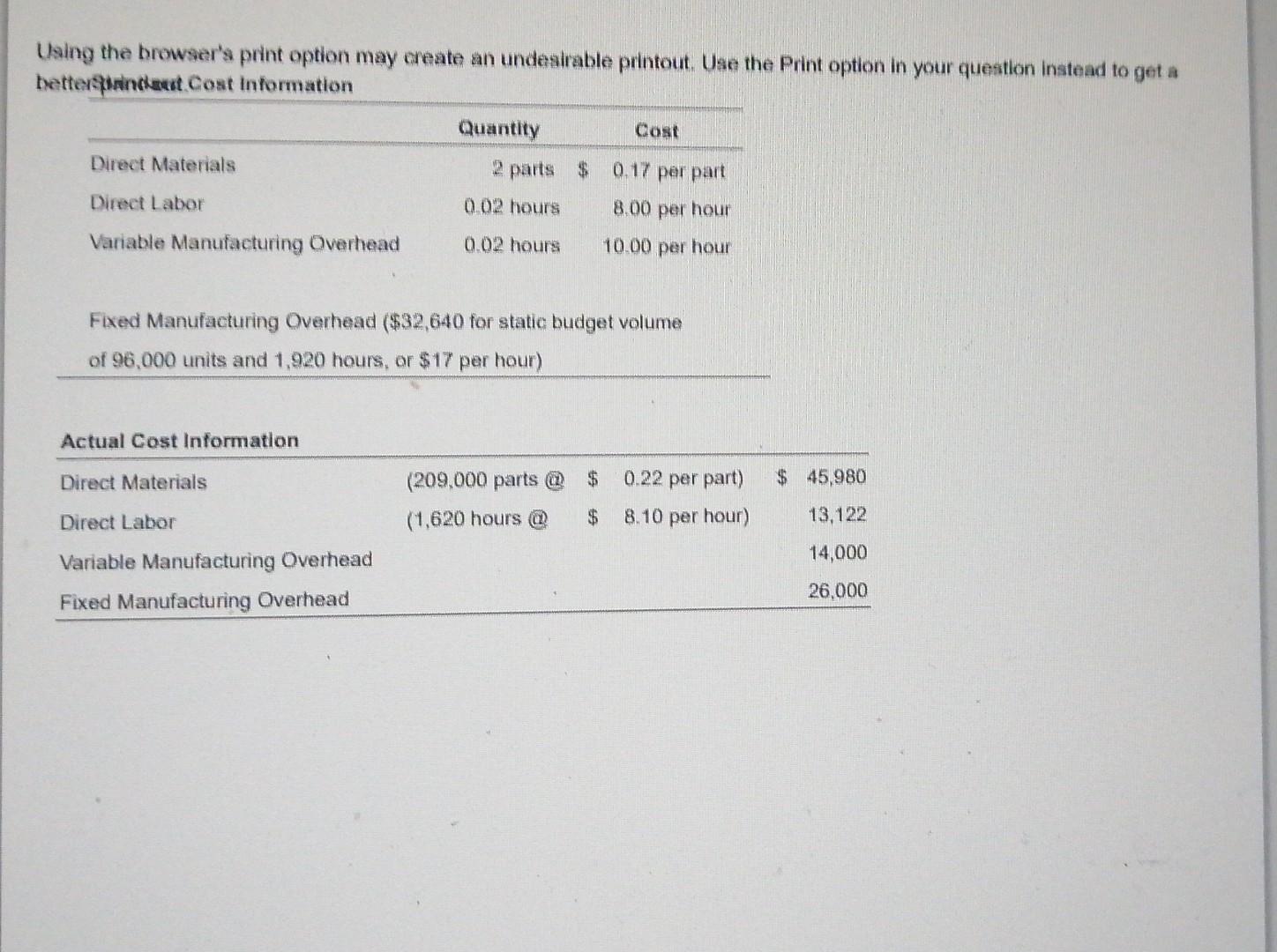 Solved Using the browser's print option may create an | Chegg.com