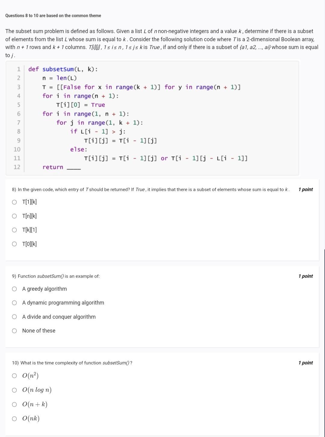 Solved Questions 8 to 10 are based on the common theme The | Chegg.com