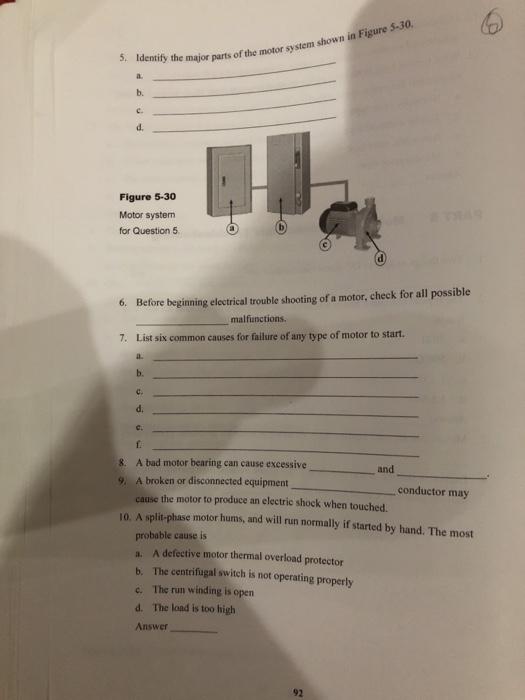 Solved 5. Identify the major parts of the motor system shown | Chegg.com