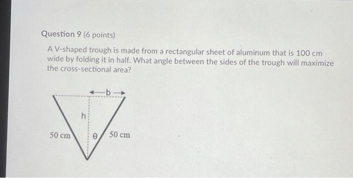 Solved Question 9 (6 points) A V-shaped trough is made from | Chegg.com