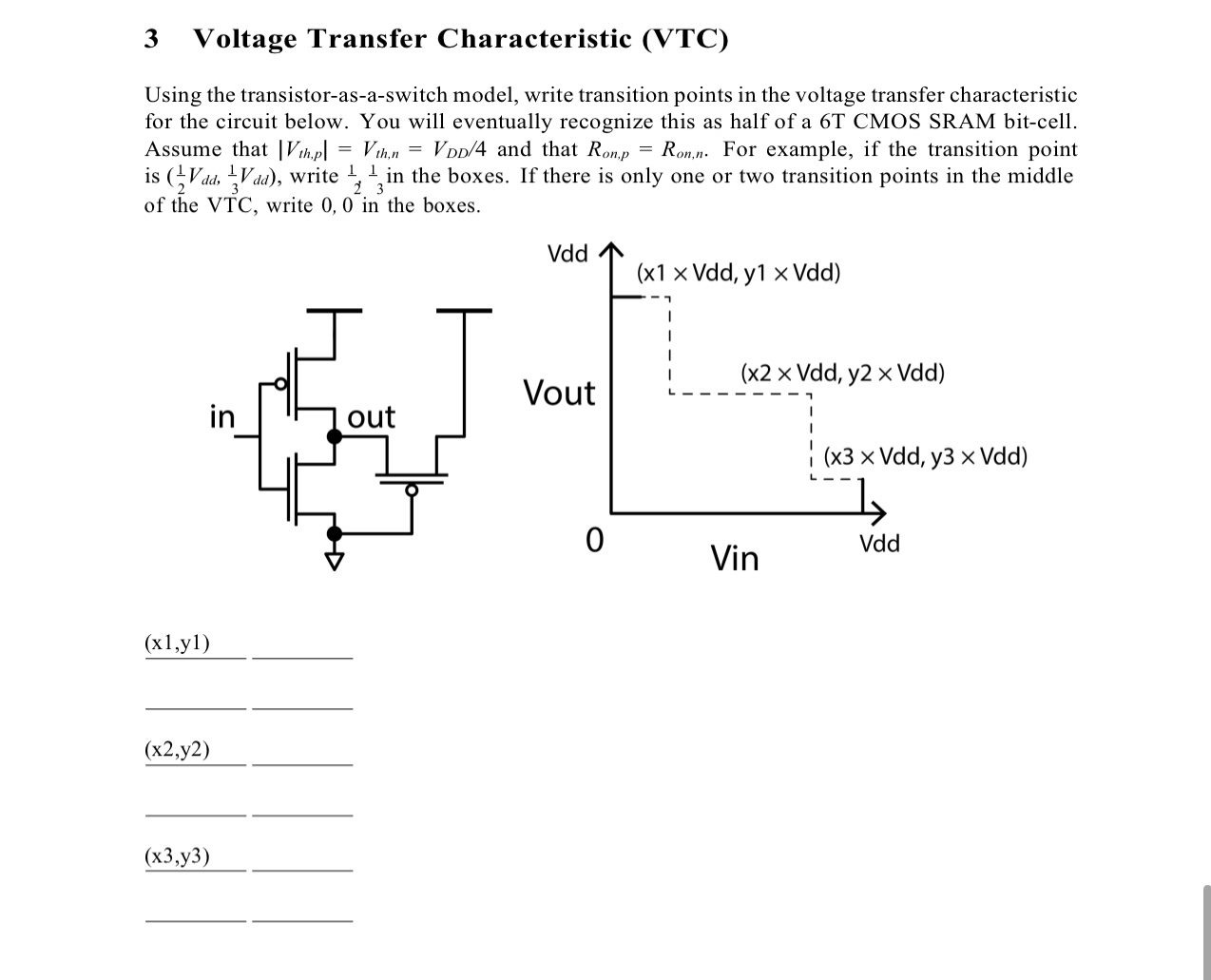 Solved 3 ﻿Voltage Transfer Characteristic (VTC)Using the | Chegg.com