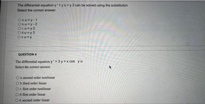 Solved The differential equation y′+yx=y2 can be solved | Chegg.com