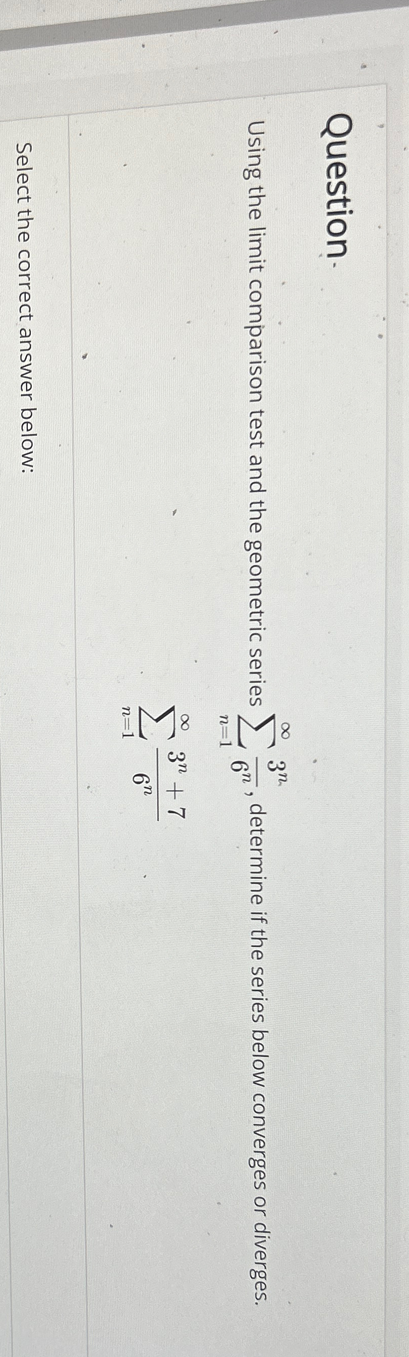 Question.Using the limit comparison test and the | Chegg.com