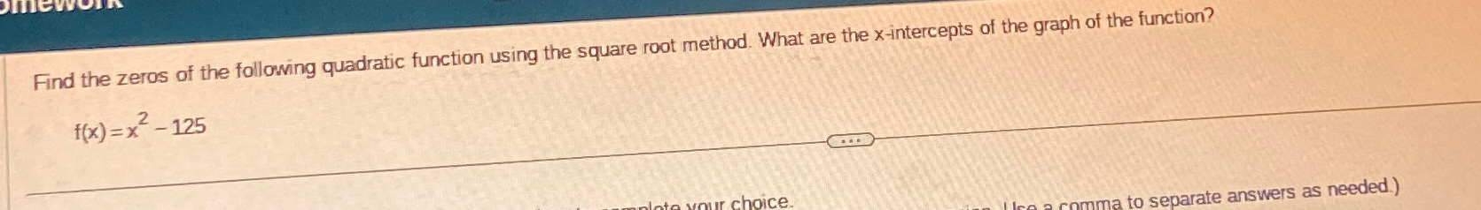 Solved Find the zeros of the following quadratic function | Chegg.com