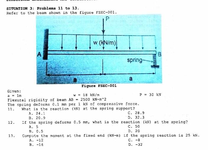 Solved SITUATION 3: Problems 11 to 13. Refer to the beam | Chegg.com
