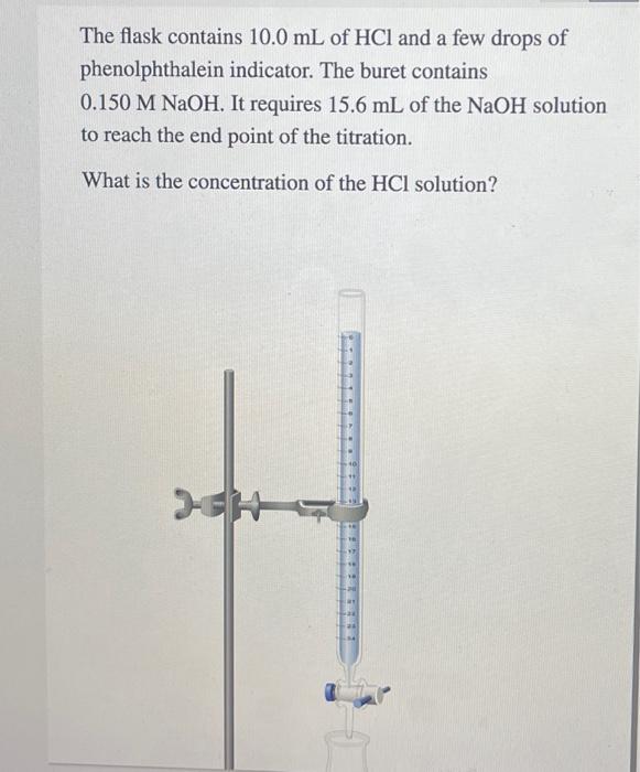 Solved The flask contains 10.0 mL of HCl and a few drops of | Chegg.com