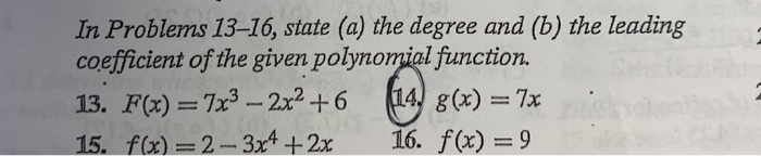 Solved In Problems 13-16, state (a) the degree and (b) the | Chegg.com