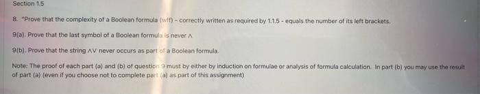 Solved 8 Prove That The Complexity Of A Boolean Formula