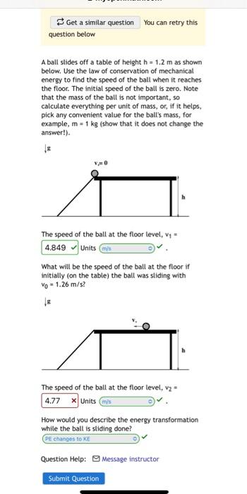 Solved You can retry this question below A ball slides off a | Chegg.com