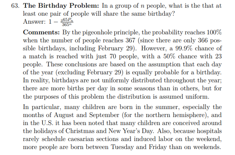 Solved The Birthday Problem: In a group of n ﻿people, what | Chegg.com