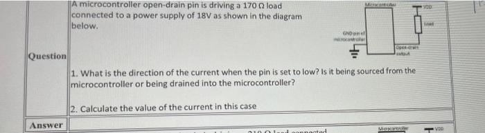 Solved A microcontroller open-drain pin is driving a 170 | Chegg.com