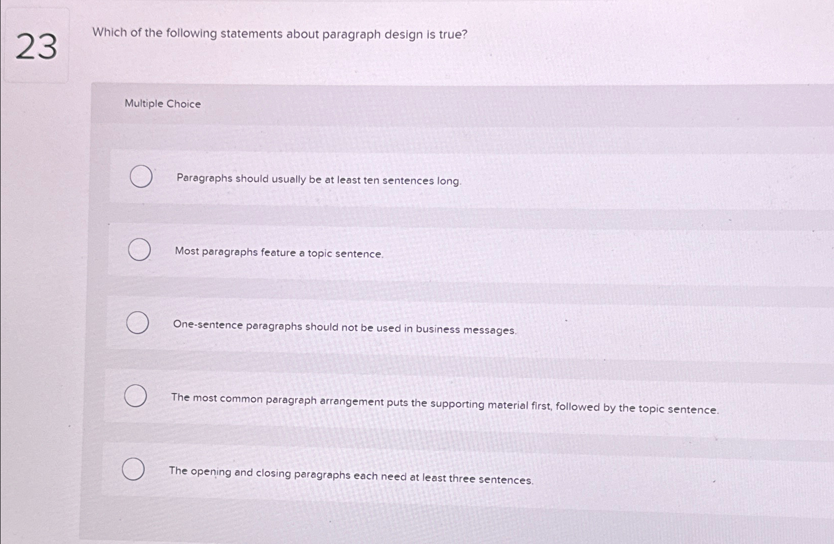 Solved 23Which of the following statements about paragraph | Chegg.com