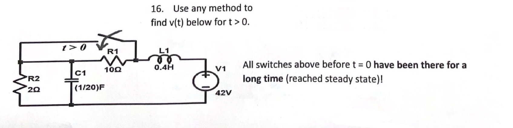 Solved Use any method to find v(t) ﻿below for t>0. ﻿All | Chegg.com