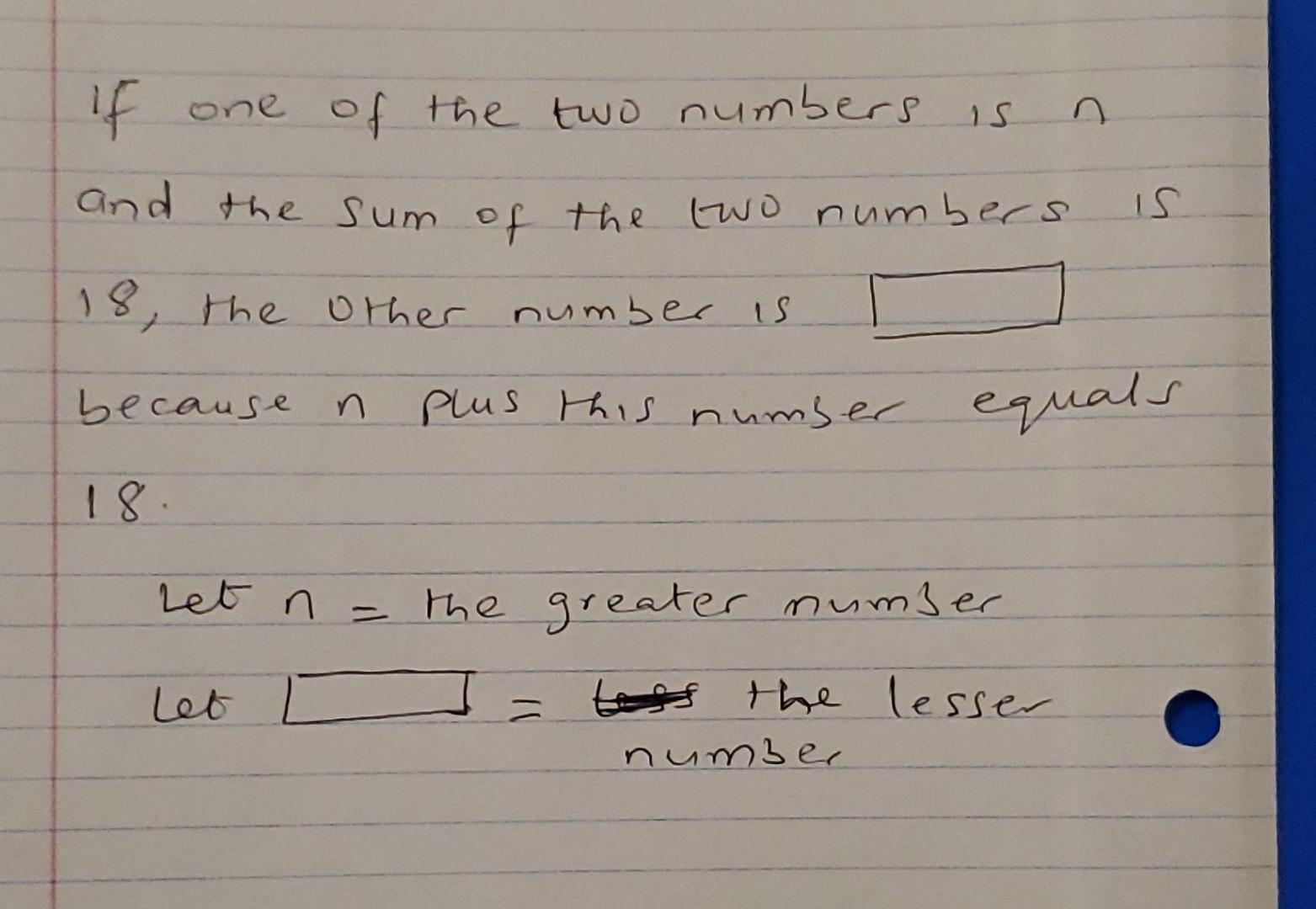 Solved If one of the two numbers is n ﻿and the sum of the | Chegg.com