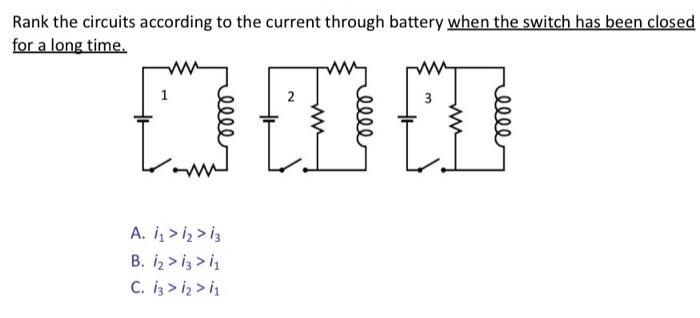 Solved Rank the circuits according to the current through | Chegg.com