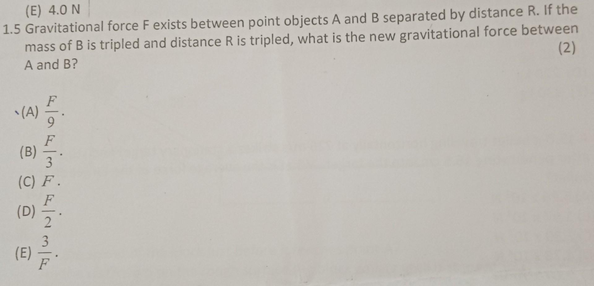 Solved 1.5 Gravitational force F exists between point | Chegg.com