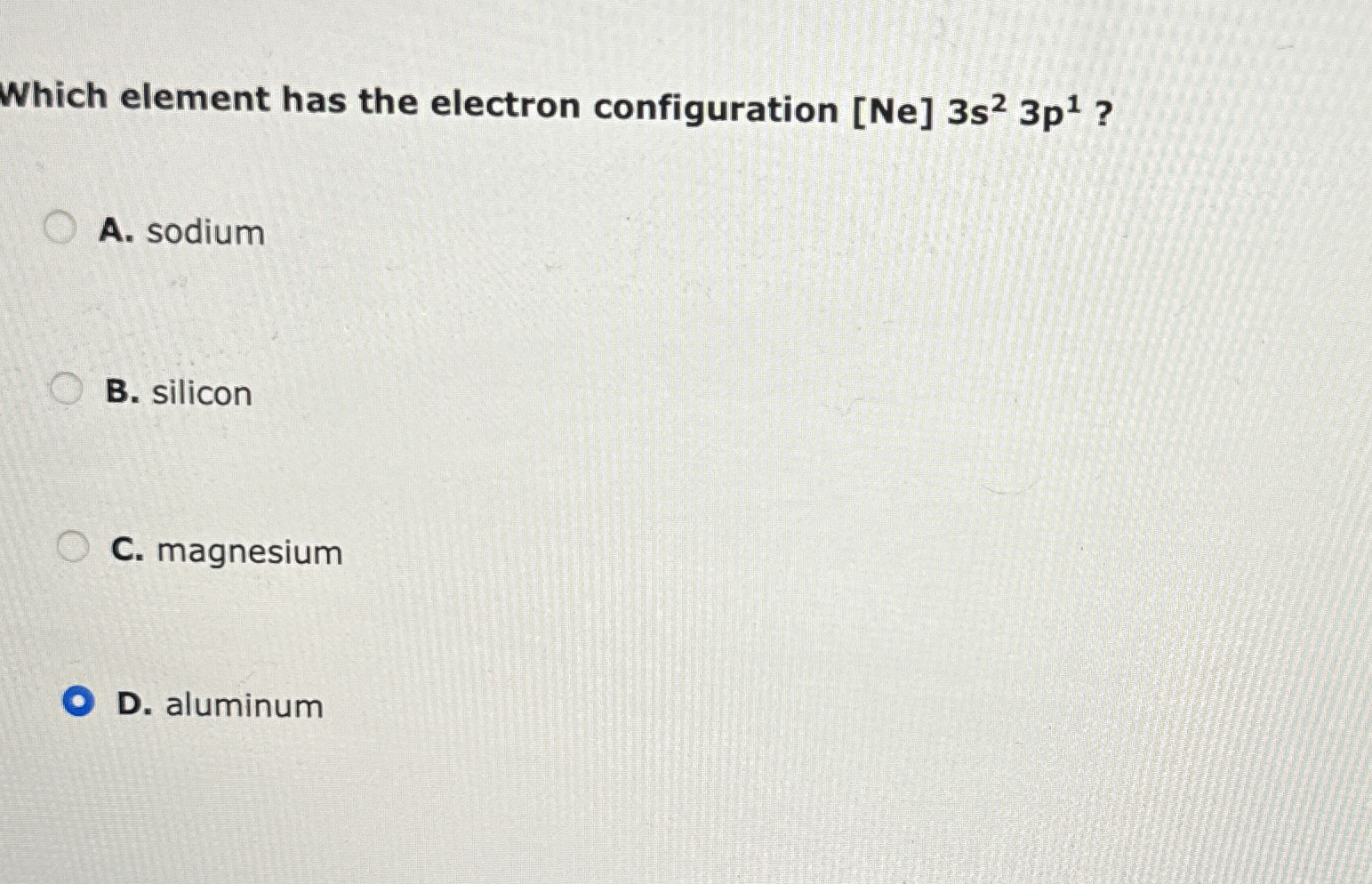 Solved Which element has the electron configuration | Chegg.com