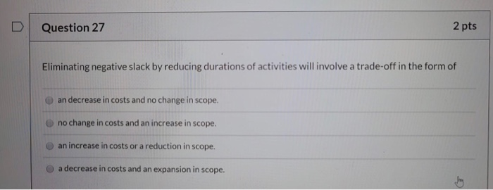 Solved Question 27 2 pts Eliminating negative slack by | Chegg.com