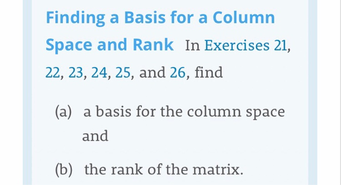 Solved Finding a Basis for a Column Space and Rank In | Chegg.com