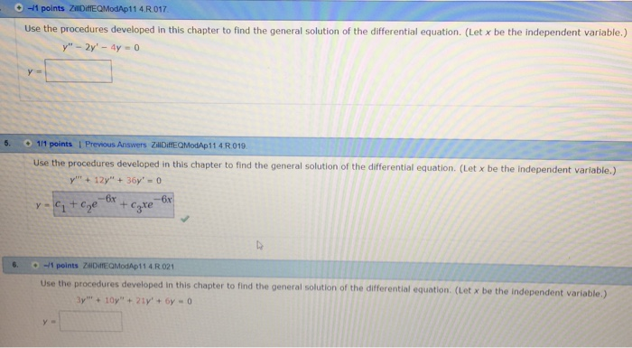 Solved 41 points ZiMDiffEQModAp11 4R.017 Use the procedures | Chegg.com
