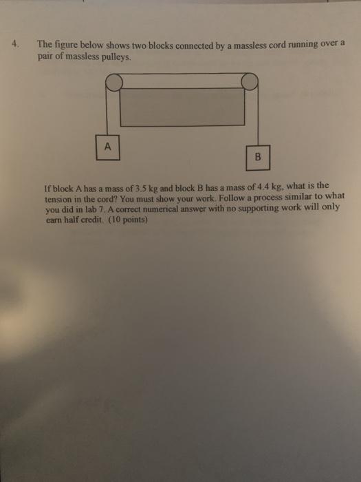 Solved 4. The figure below shows two blocks connected by a | Chegg.com
