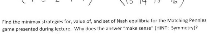 Find the minimax strategies for, value of, and set of | Chegg.com