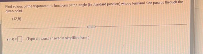 Solved Find values of the trigonometric functions of the | Chegg.com