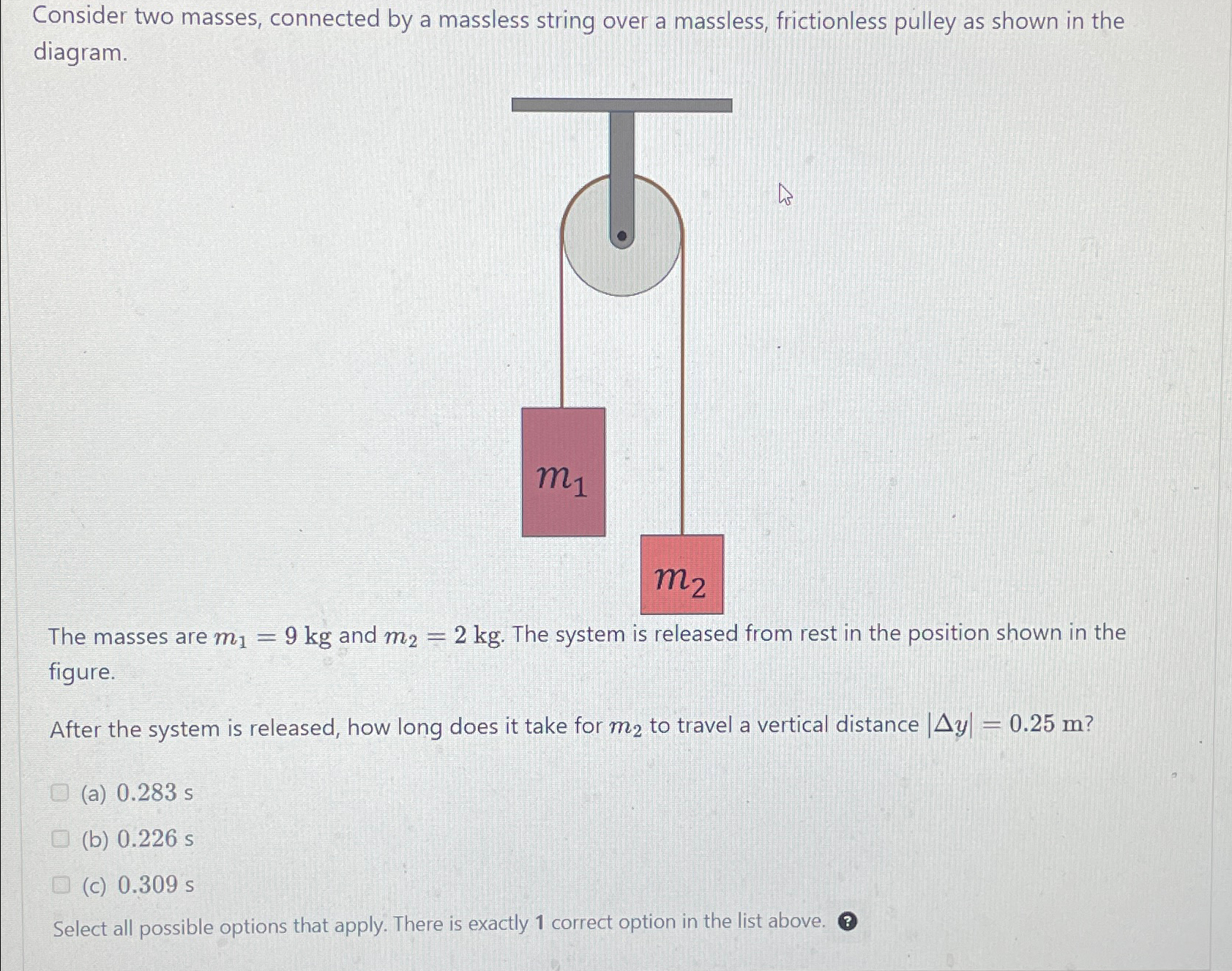 Solved Consider two masses, connected by a massless string | Chegg.com