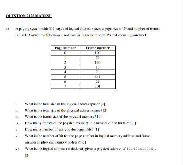 Solved A paging system with 512 pages of logical address | Chegg.com