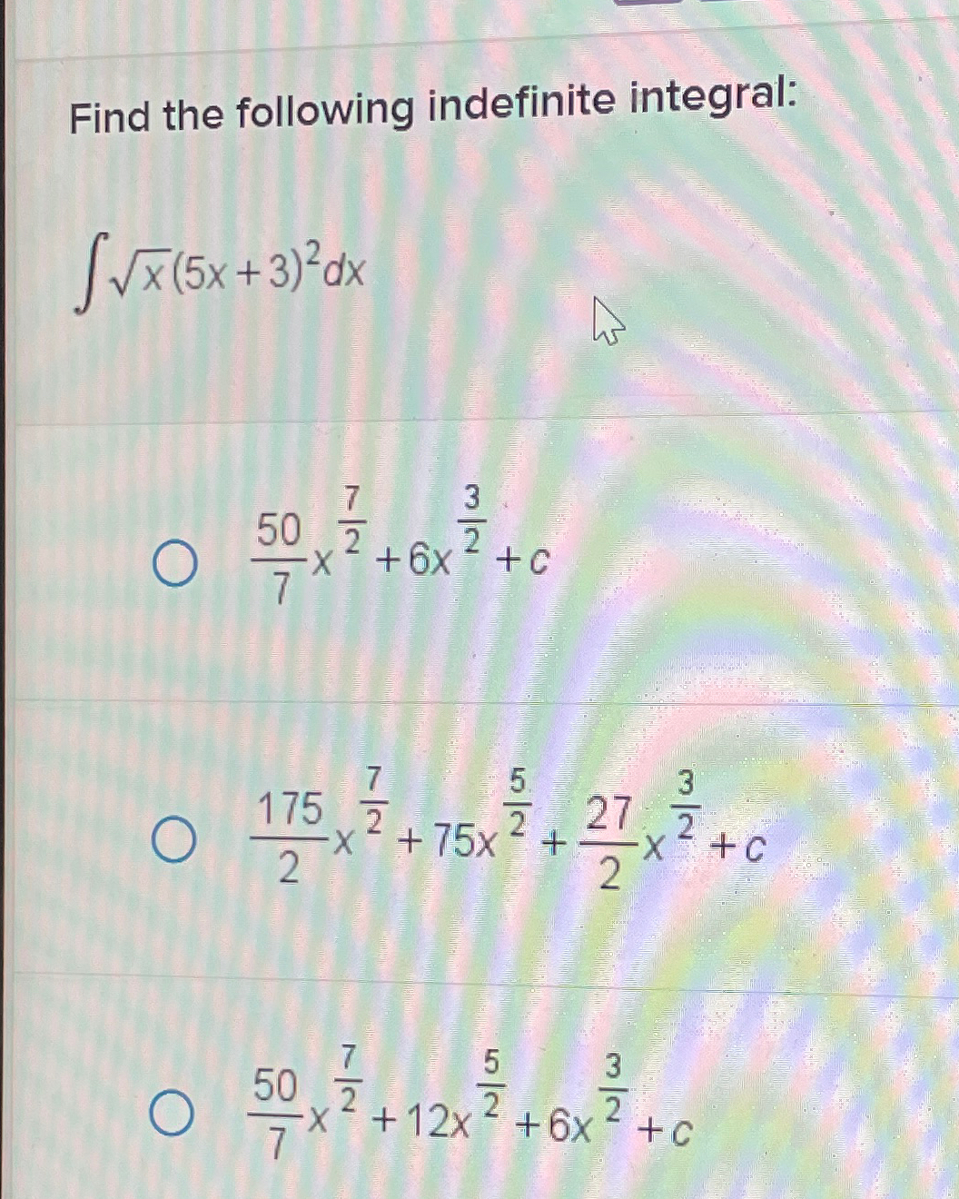 Solved Find the following indefinite | Chegg.com